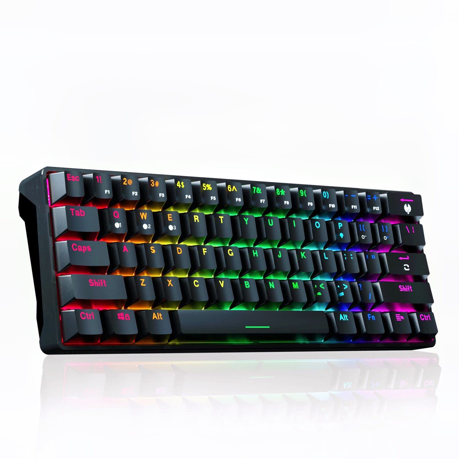 SOLAKAKA 65% Bluetooth Mechanical Keyboard, with RGB Backlit, Arrow Keys, Compact 68-Keys Hot Swappable, USB Wired Gaming Keyboards for Windows PC Mac Gamer, Blue Switch