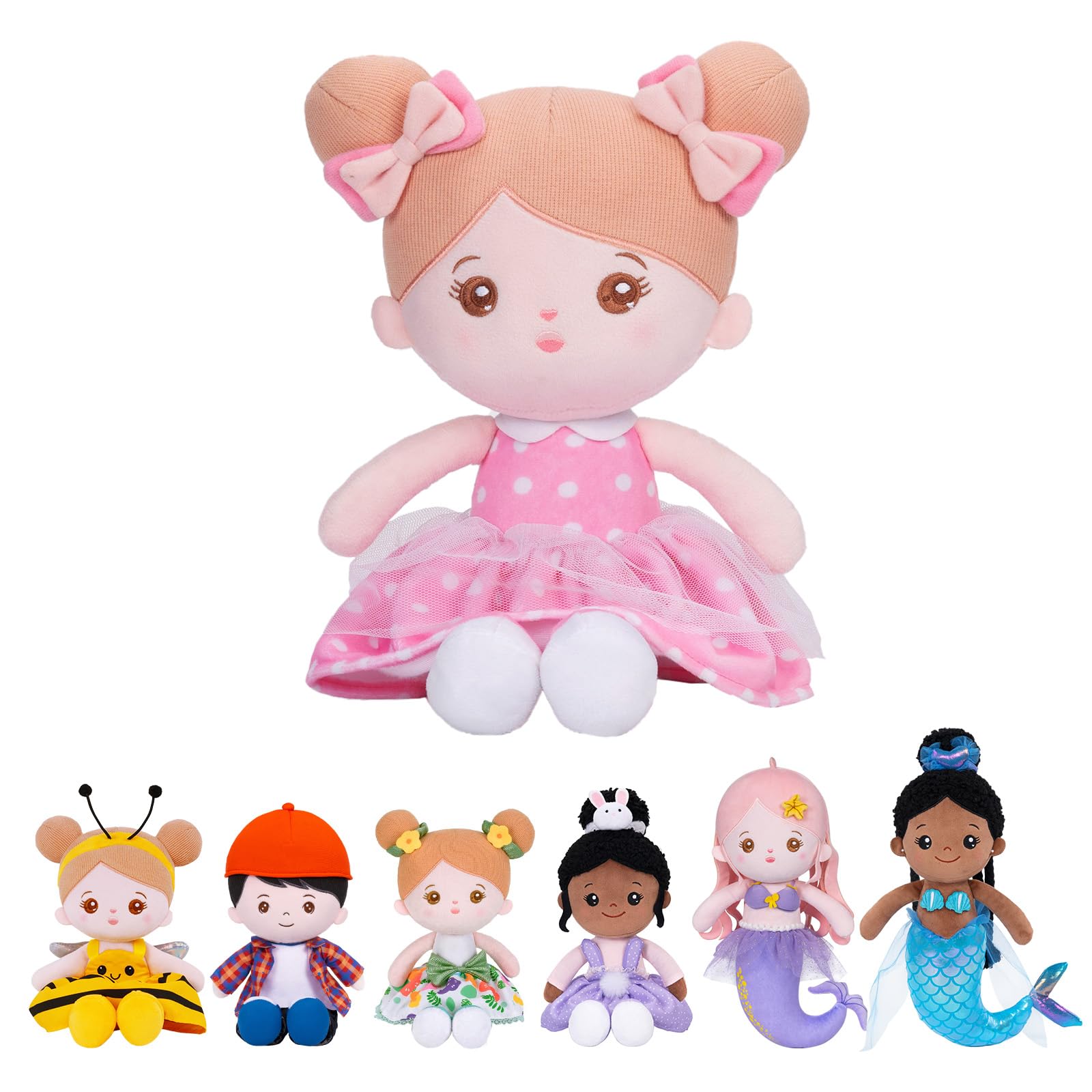 OUOZZZ Soft Baby Doll for Girls - My First Baby Doll Birthday Gifts for Girls Plush Rag Dolls Pink Dress Toy for Toddlers Kids Infants 15"
