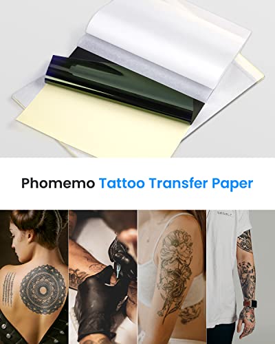 Phomemo Tattoo Transfer Paper - 100 Sheets A4 Size, Thermal Stencil Paper for Tattoo Transfer Kit - Commercial & Personal Use, DIY Tattoo Tracing Paper Compatible with M08F Printer & Tattoo Supplies