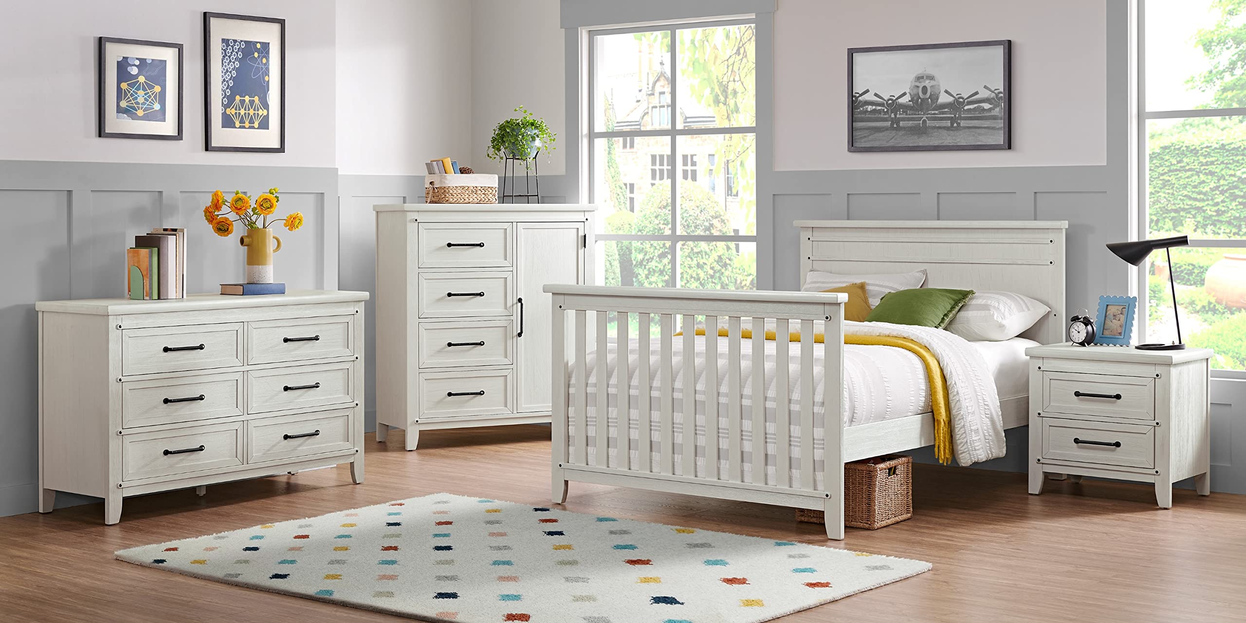 Soho Baby 49022480 Ellison Premium 2-Drawer Nightstand, Wire Brush Rustic White Finish