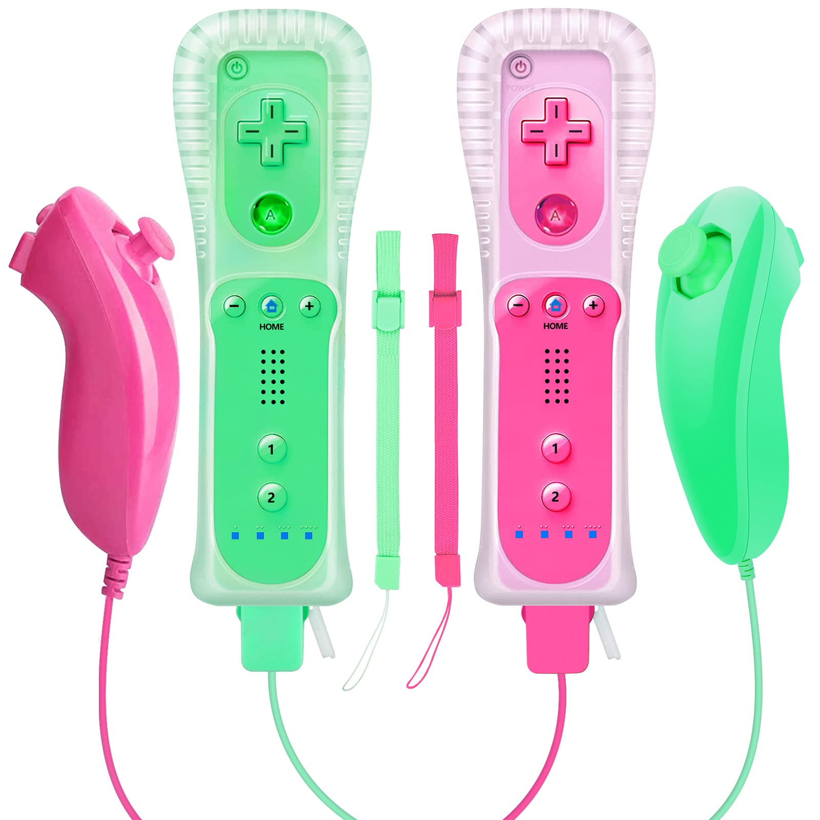 Wii Controller, KDYGPDCT 2 Packs Wii Controller and Wii Nunchuck for Wii and Wii U Console, with Silicone Case and Wrist Strap (Ice Blue + Purple)