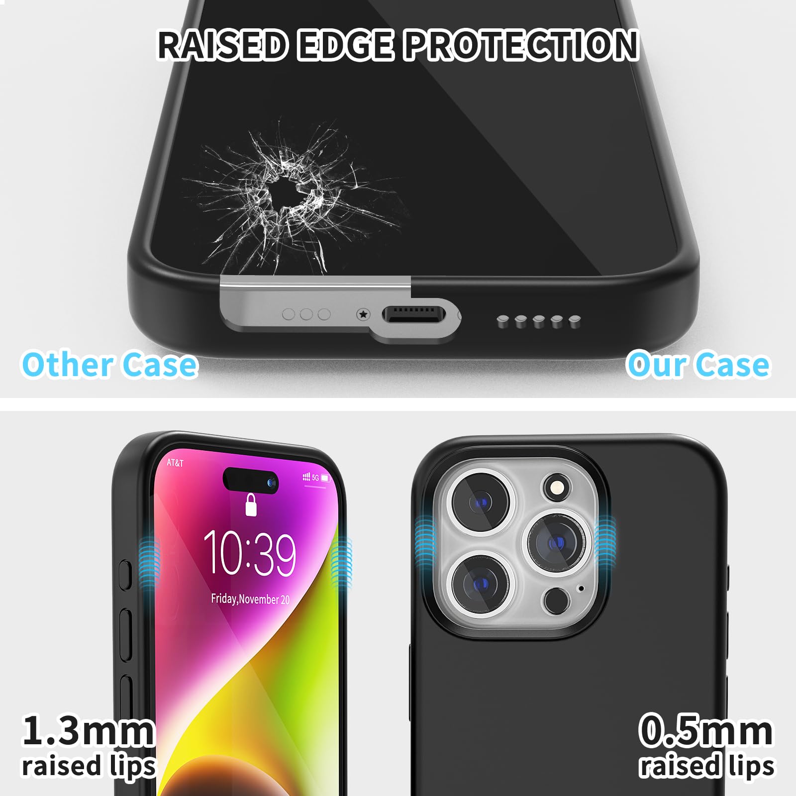 Phone Case for iPhone 14 Pro Case - Designed for iPhone 14 Pro Case (Black) Anti-Scratch Soft Microfiber Lining, 6.1 inch