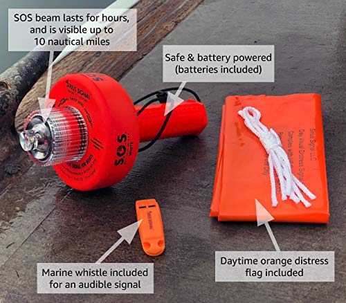 Sirius Signal C-1003 SOS LED Flare Electronic Visual Distress Signal Kit with Daytime Distress Flag and Whistle - CG Approved