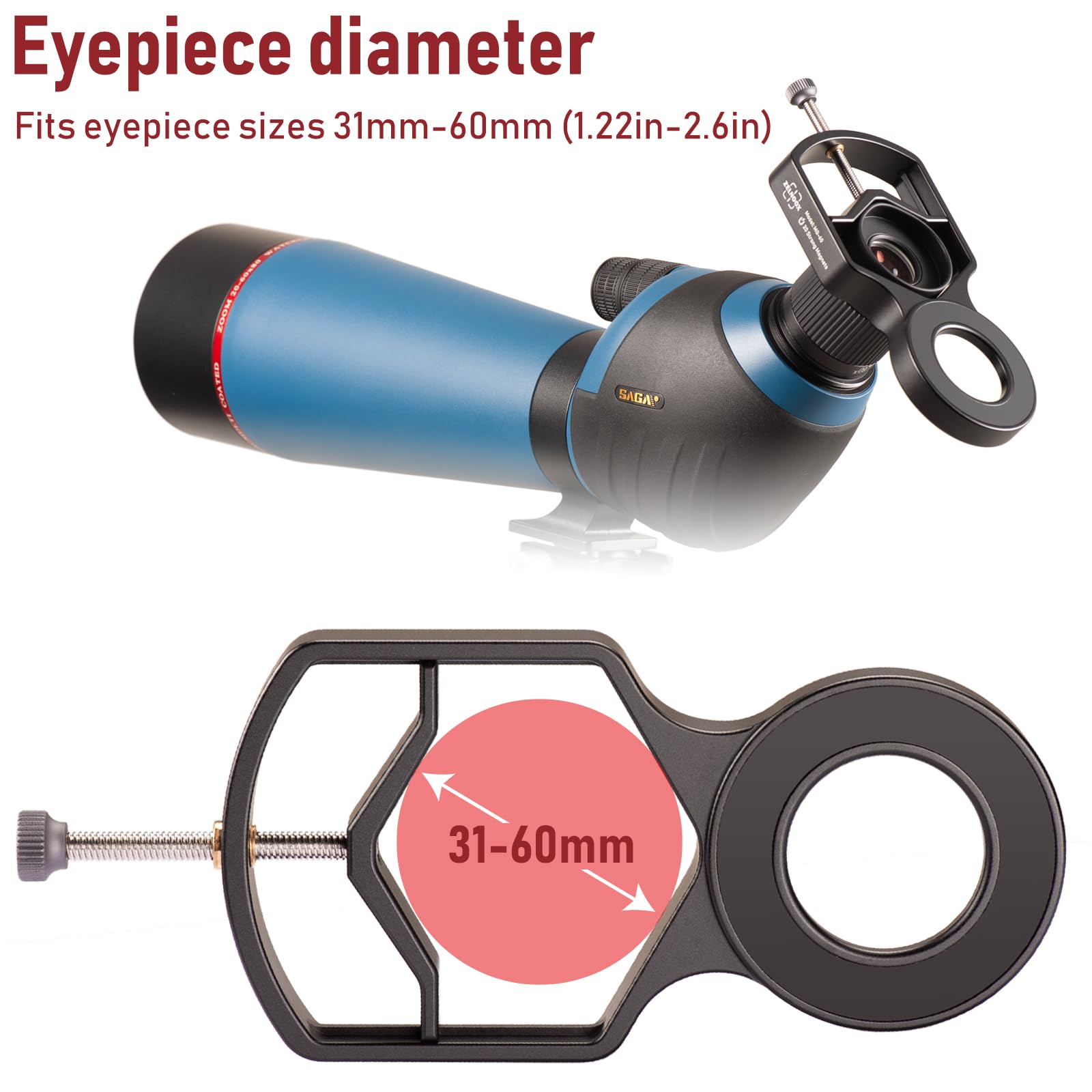 Spotting Scope Magnetic Phone Mount Adapter, Universal Smartphone Mount for Spotting Scope, Telescope, Microscope, Monocular, Binocular. Fits iPhone, Samsung, LG and More Cell Phone