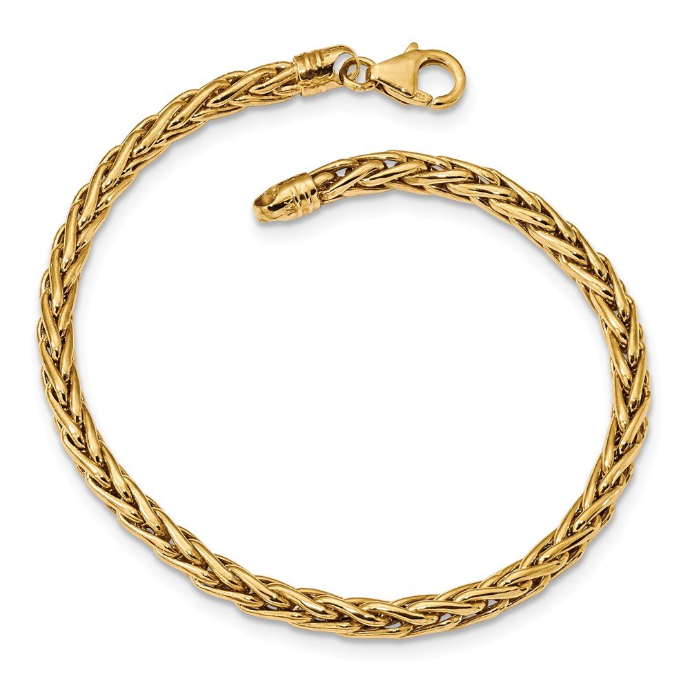 Solid 14k Yellow Gold Unique Link Bracelet - with Secure Lobster Lock Clasp 7.5" (Width = 4mm)