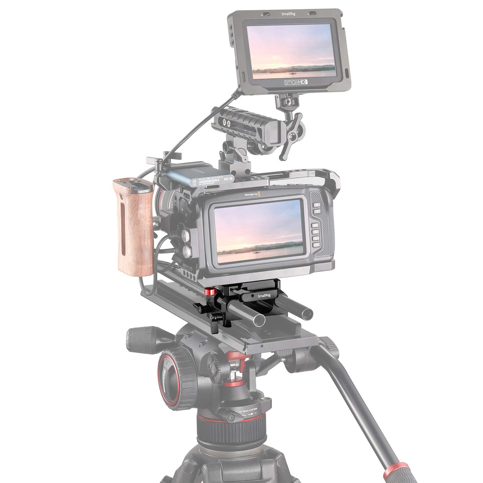 SMALLRIG BMPCC Baseplate for Manfrotto 501PL Compatible with Black Design Pocket Cinema Camera 4K & 6K โ 2266