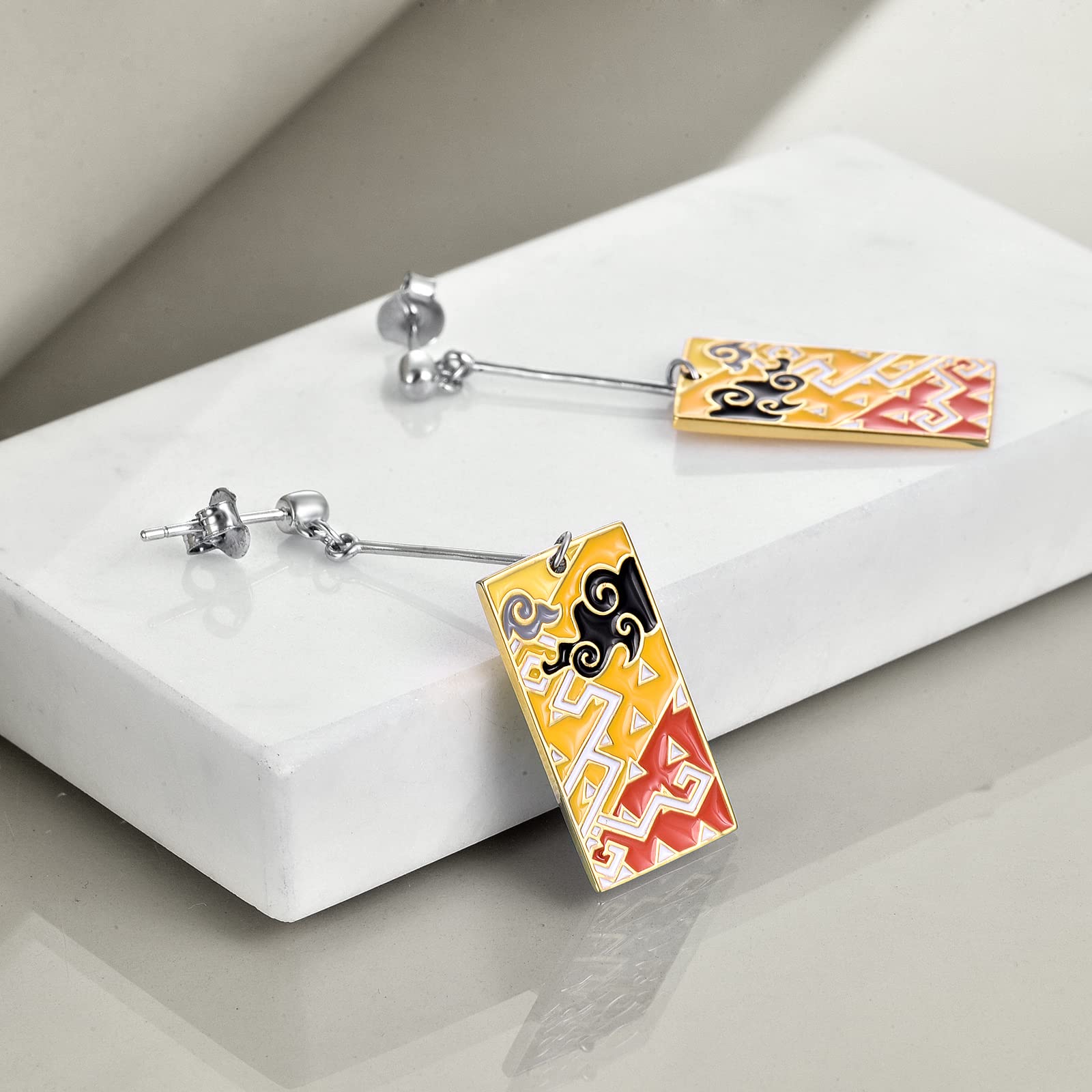 TIGER RIDER Anime Earrings Sterling Silver Dangle Drop Cosplay Earring Hypoallergenic Jewelry (White)