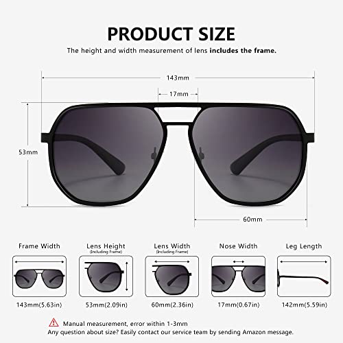 SUNGAIT Aviator Sunglasses for Men and Women, Polarized Trendy Square Sun Glasses Retro Pilot Shades UV Protection