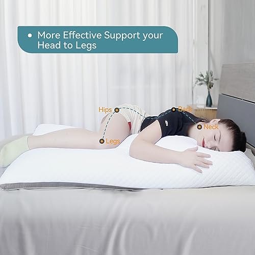 Oubonun 20x54 Full White Body Pillow for Adults, Big Long Bed Pillow for Sleeping, Premium Firm Body Support Pillows for Side Sleepers