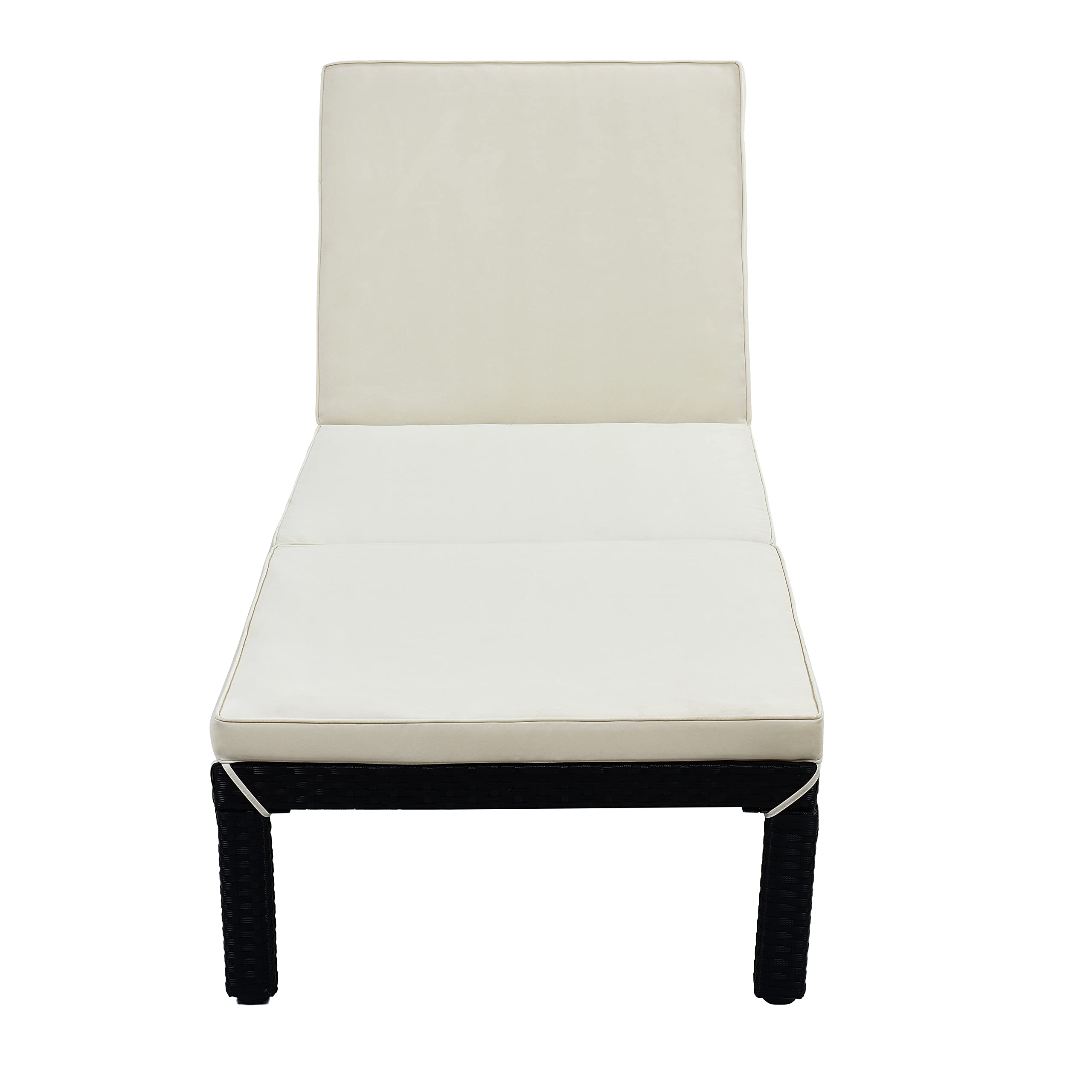 Outdoor Adjustable PE Rattan Wicker Chaise Lounge Chair Sunbed,with Adjustable Backrest. (Beige)
