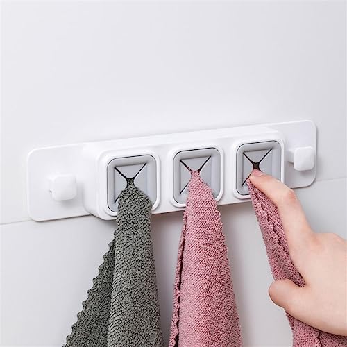 SPYKEY Towel Hook Three-Hole Towel Stopper Storage Free Perforated Rag with Two Hooks Kitchen Gadgets Organize Storage Multi-Purpose Hook