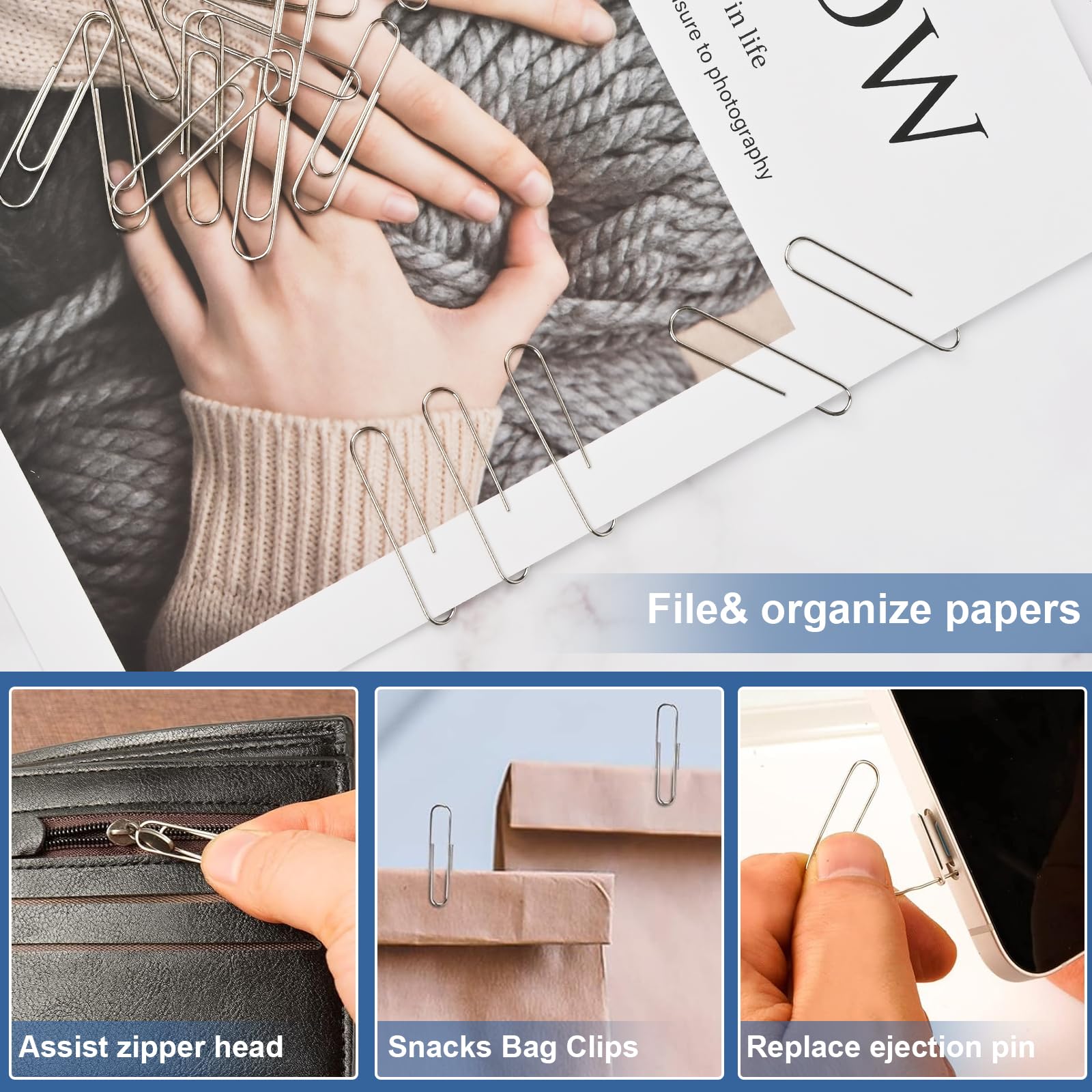 Paper Clips,Paper Clip,700 Pcs Paperclips Assorted Sizes,Large Medium Small Paper Clips Ideal for Paperwork, School,Home and Office Supplies.