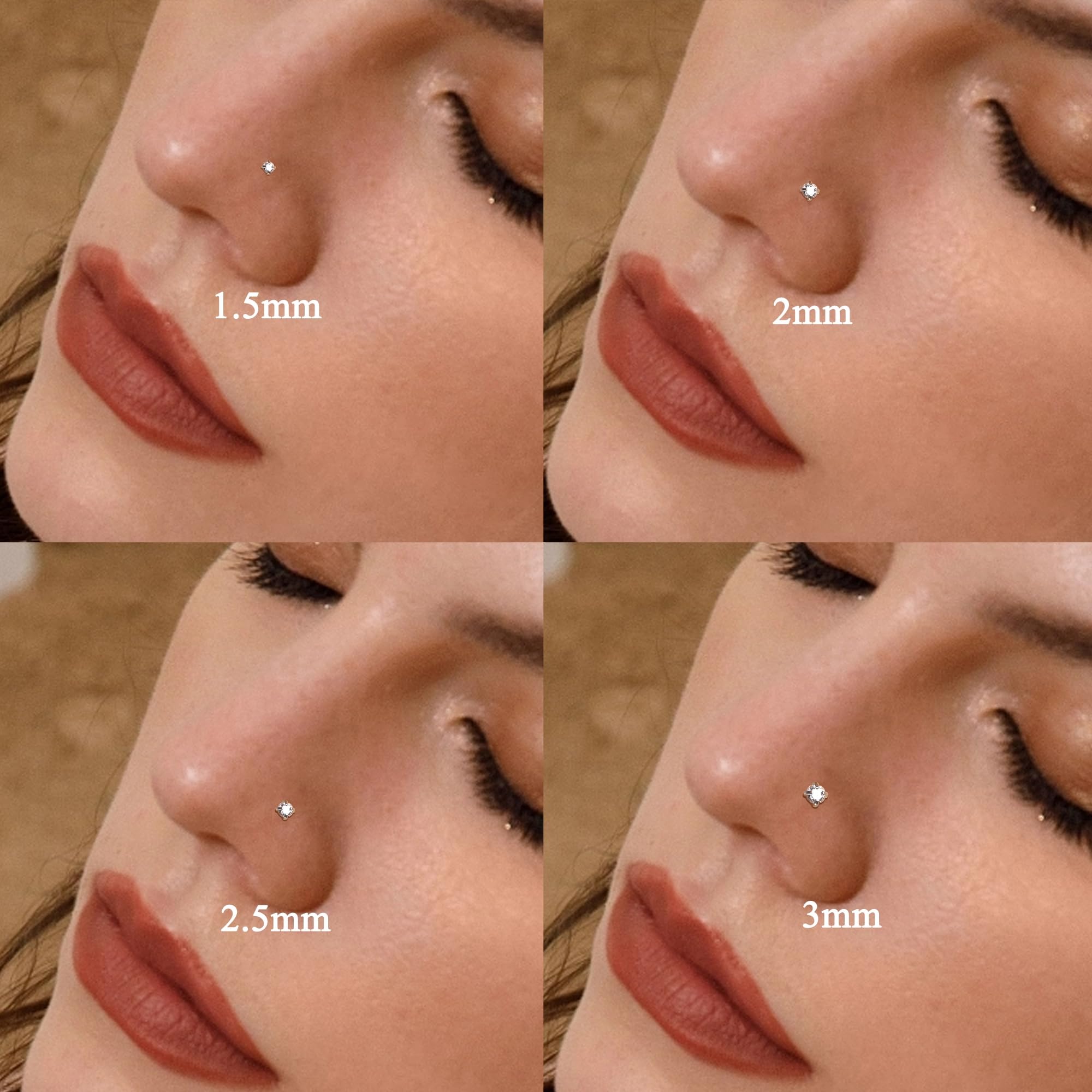 Sllaiss 8 Pcs 20G Nose Ring Studs Made with Austrian Crystal for Women Stainless Steel 1.5mm 2mm 2.5mm 3mm Nose Piercings Set Body Jewelry Hypoallergenic