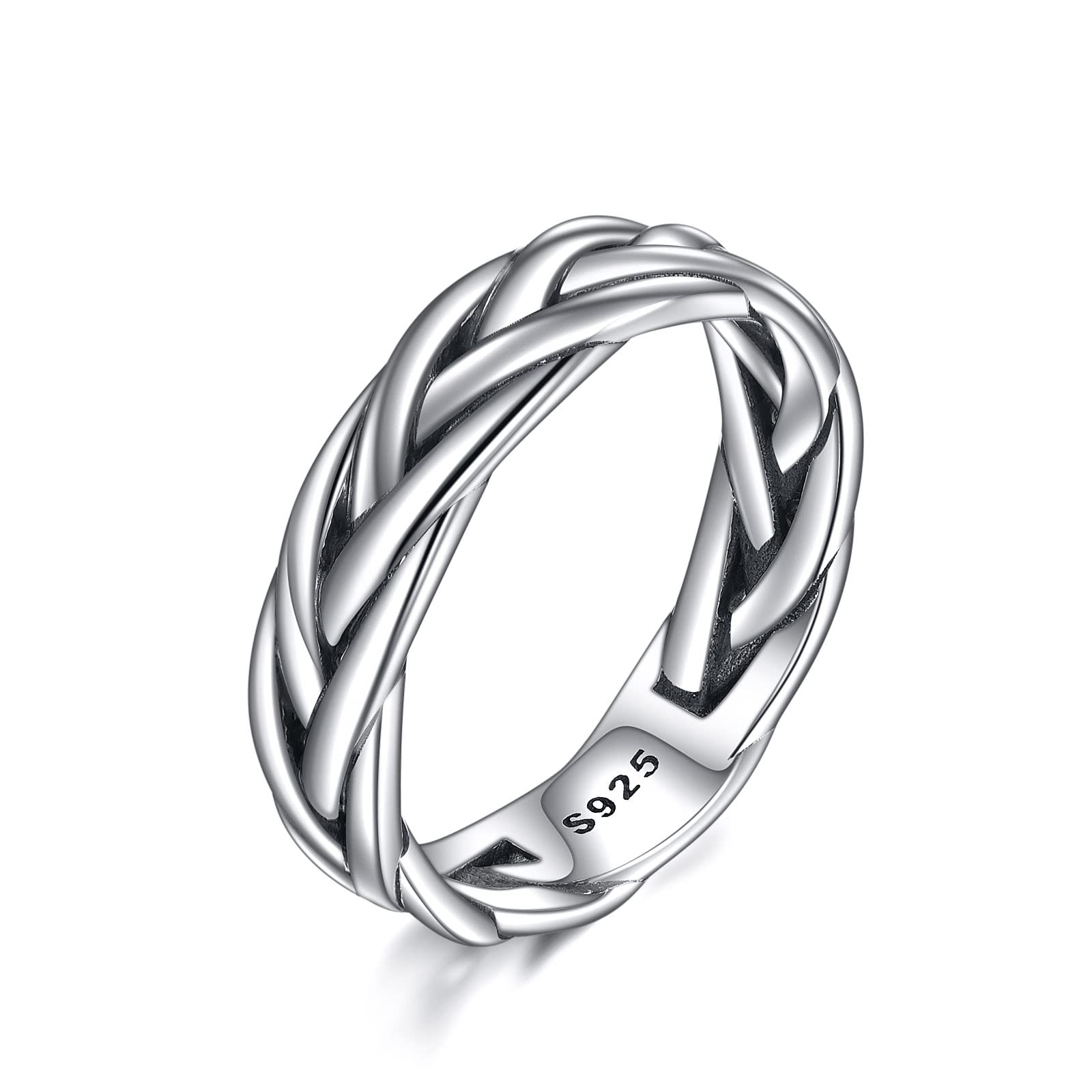 TIGER RIDER 925 Sterling Silver Braided Ring Weave Ring for Women -US8
