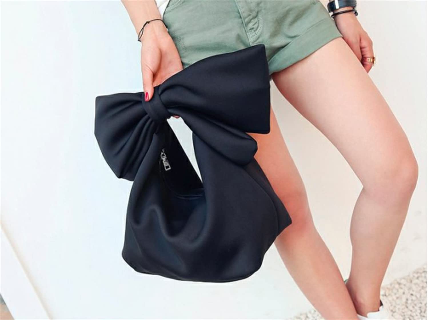 WILDFINDING Summer New Bowknot Shoulder Bag Women Personality Pink Color Spliced Handbag Many Wear Method Evening Clutch Cute Hobo Bag