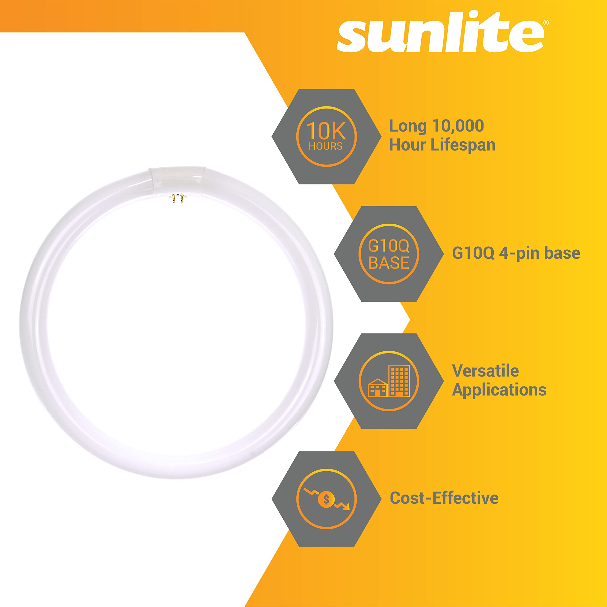 Sunlite 05039 FC12T9/DL T9 Round Fluorescent Circline Lamp, 32 Watts, 1750 Lumens, 6500K Daylight, RoHS Compliant, G10Q 4-Pin Base, 1 Pack
