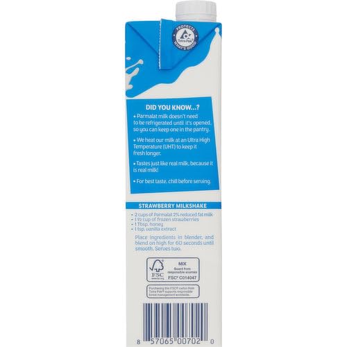 Parmalat Shelf Stable 2% Reduced Fat Milk 1 Qt (Pack of 3)