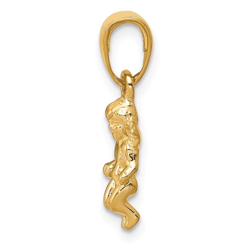 Solid 14k Yellow Gold Small Guardian Angel Pendant Charm - 19mm x 9mm