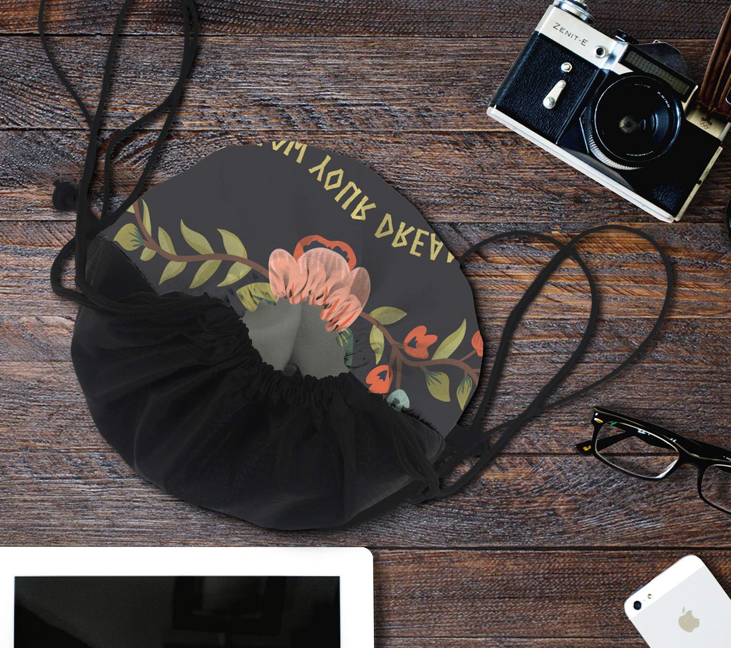 Sloth Drawstring Backpack Gym Bag for Women Men Black Lightweight Waterproof Cinch Sack for Travel Yoga Beach School