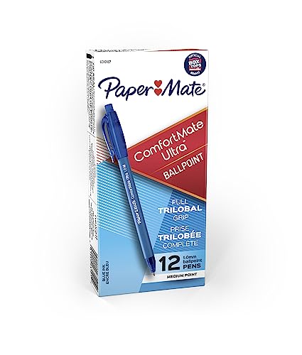 Paper Mate 6310187 ComfortMate Retractable Ballpoint Pens, Medium Point, Blue, 12 Count