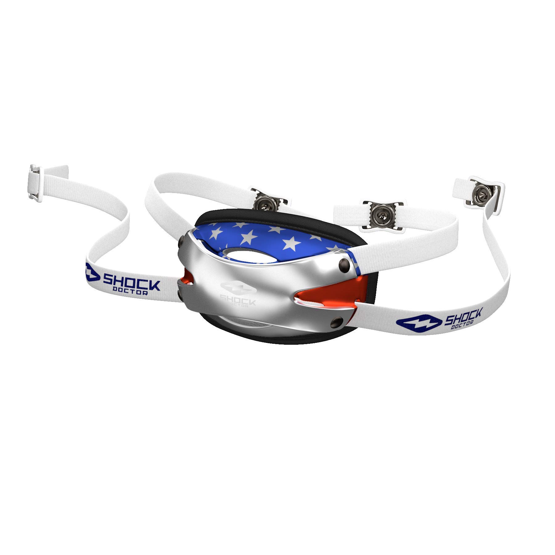Shock Doctor 509-99-FLG-05 Ultra Pro Showtime Chin Strap Chrome Flag Youth-OSFA