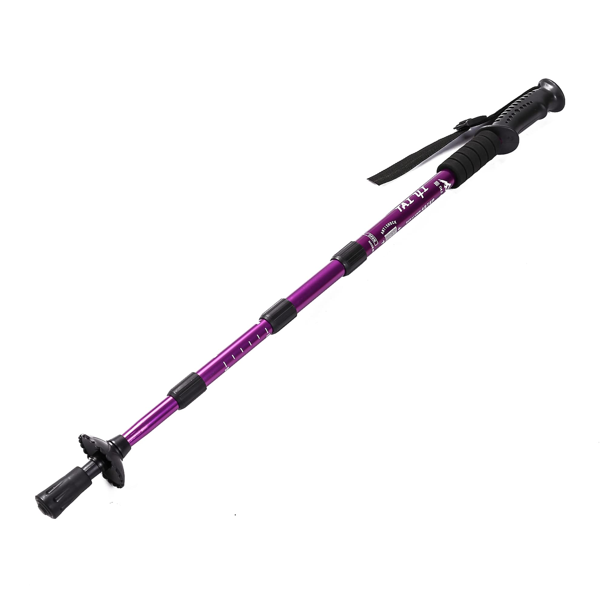 Trekking Walking Poles Adjustable for All Heights, Collapsible Hiking Poles Durable & Lightweight Aluminum Alloy High-strength Hiking Accessory (One Size, Straight Handle Purple)