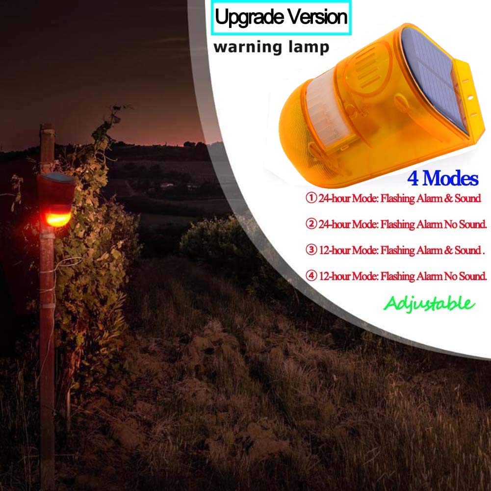 Solar Strobe Light, 6LED Flashy Lighting Motion Detector Solar Alarm Siren 129dB Laud Sound Security Lights IP65 Waterproof with Adjustable Modes for Home,Farm,Barn,Villa,Yard,Hacienda,Apartment