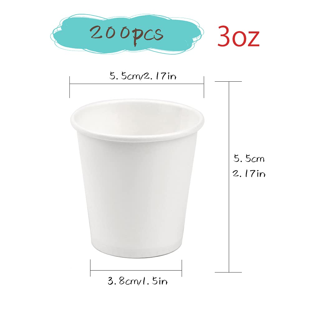 Wuadua [300 Pack] 3 oz Disposable Paper Cups, Bathroom Paper Cups, White Espresso Cups, Small Paper Cups for Bathroom, Kitchen,Tasting, Party and Event