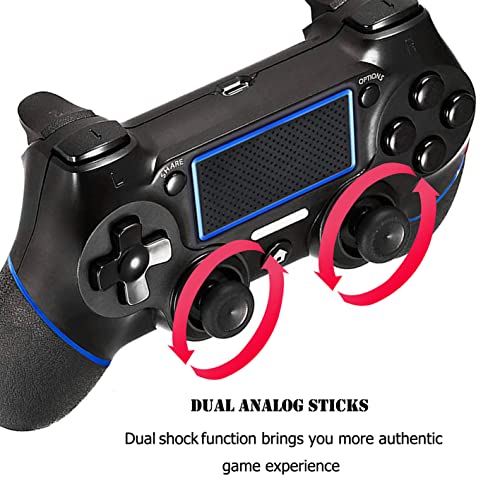 Wintek Inone Controller for PS4, Wireless Controller for PS4 / PS4 Slim / PS4 Pro, USB Controller for PC, Gamepad Joystick with Bluetooth Remote Control, Double Vibration, Audio Function(Black & Blue)