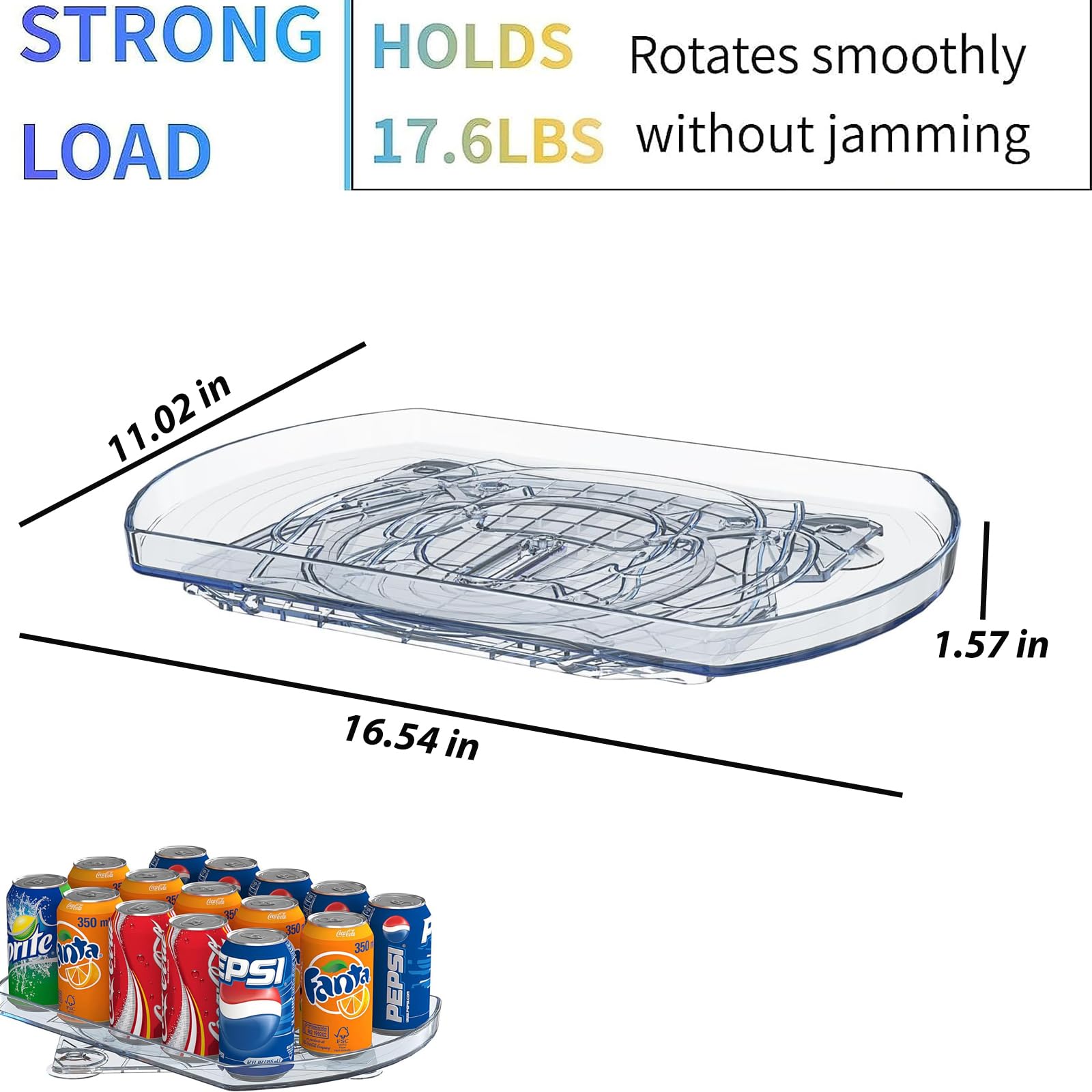 Square Lazy Susan Organizer for Refrigerator, Lazy Susan Turntable Organizer for Refrigerator, Countertop Condiment Storage Rack for Kitchen, Pantry, Cabinet, Dining Table