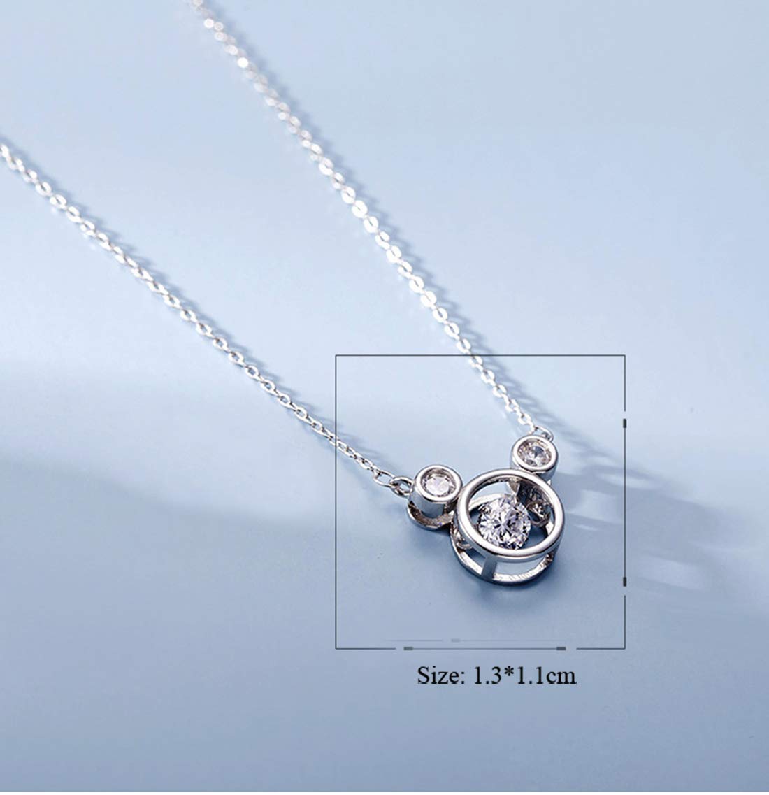 SLUYNZ 925 Sterling Silver Sparkling CZ Mouse Pendant Necklace for Women Teens Lovely Mouse Necklace Birthday Gifts