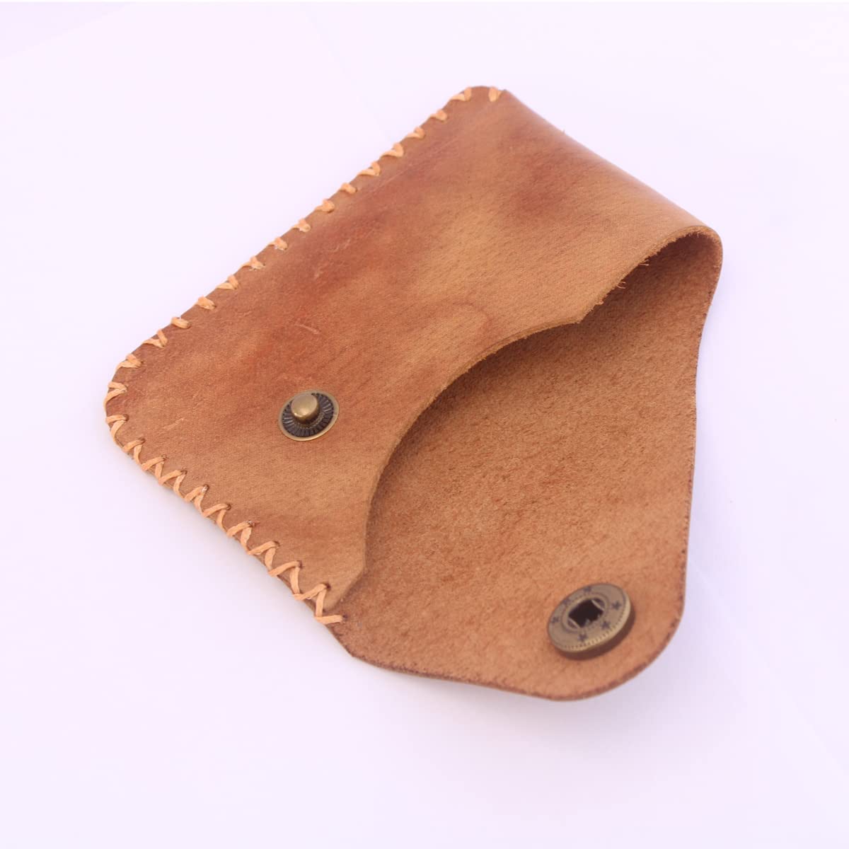 YANTA Handmade Weaving sewing Genuine Leather slim Card Case Wallet Front Pocket Card Organizer