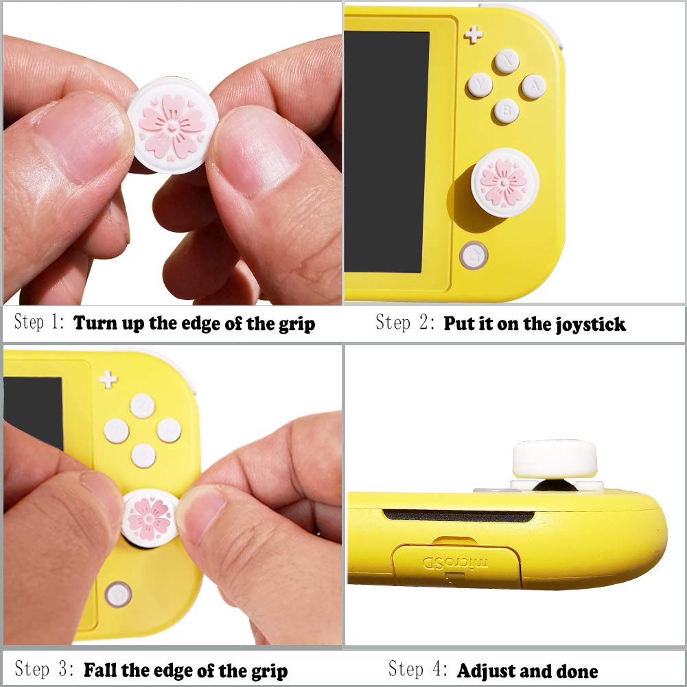 Silicone Thumb Grip Caps Sakura, Joystick Cap Compatible with Nintendo Switch & Lite, Soft Thumb Stick Grips for Joy-Con Controller