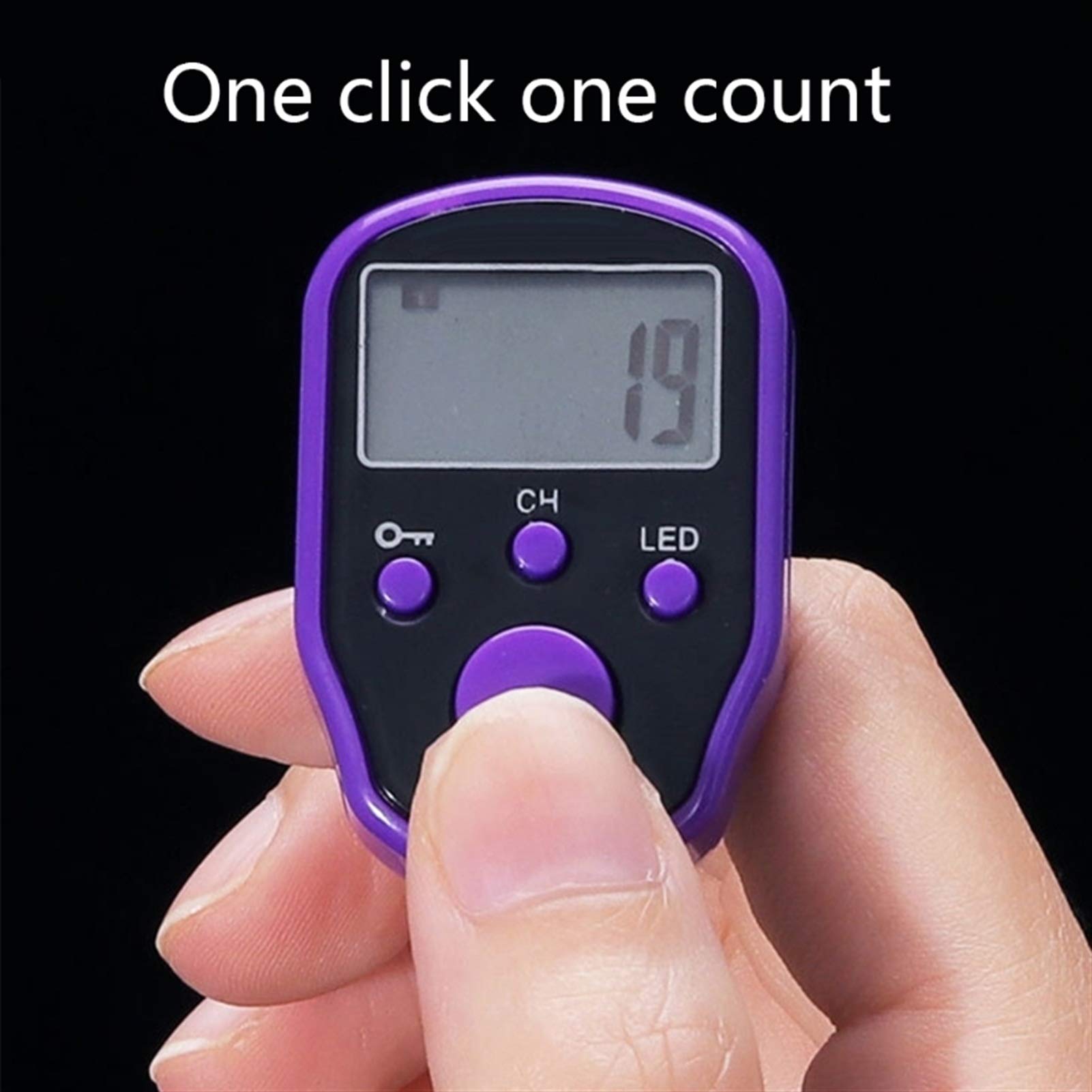 ZEFS--ESD Clicker Counter- Stitch Marker Row Hand Tally Finger Counter LCD Electric Digital Display LED Light for Sewing Knitting Weave Pray Soccer (Color : R)