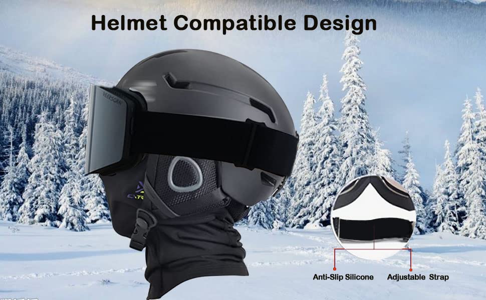 VEERSGAN Ski Goggles OTG - Over Glasses Ski/Snowboard Goggles for Men, Women & Youth - 100% UV Protection (MATTE BLACK, Silver Grey)