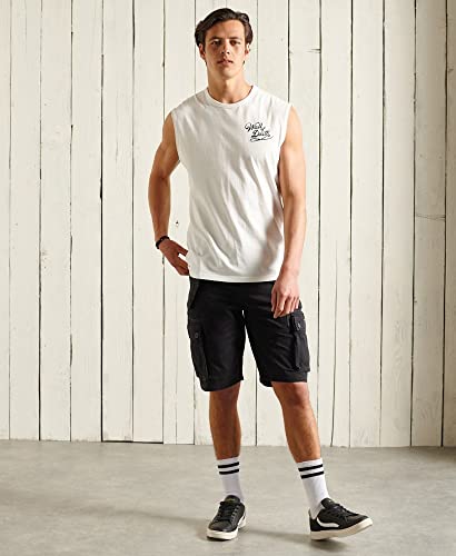 Superdry Mens Core Cargo Heavy Shorts, Classic Military Style, Button Fly Black Size 32