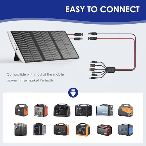 Solar Panel Connector 6 in 1, Solar Extension Cable MC4 Connector Kit XT60 Extension Cable, MC4 to XT60,Anderson and 4 DC Ports(DC7909,DC6530,DC5521,DC35135) Solar Connector Kit Outlet Splitter