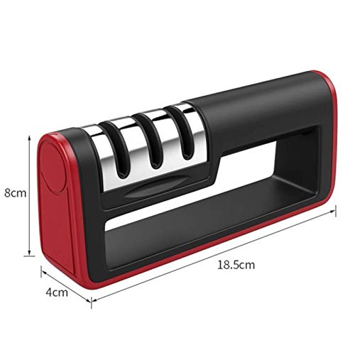 TSWEET Sharp Knife Sharpener – 3 in 1 Non-Slip Ergonomic for Professional Kitchen Knife Sharpener, Diamond rods, Tungsten Carbide Plates, Ceramic Stone, Safe