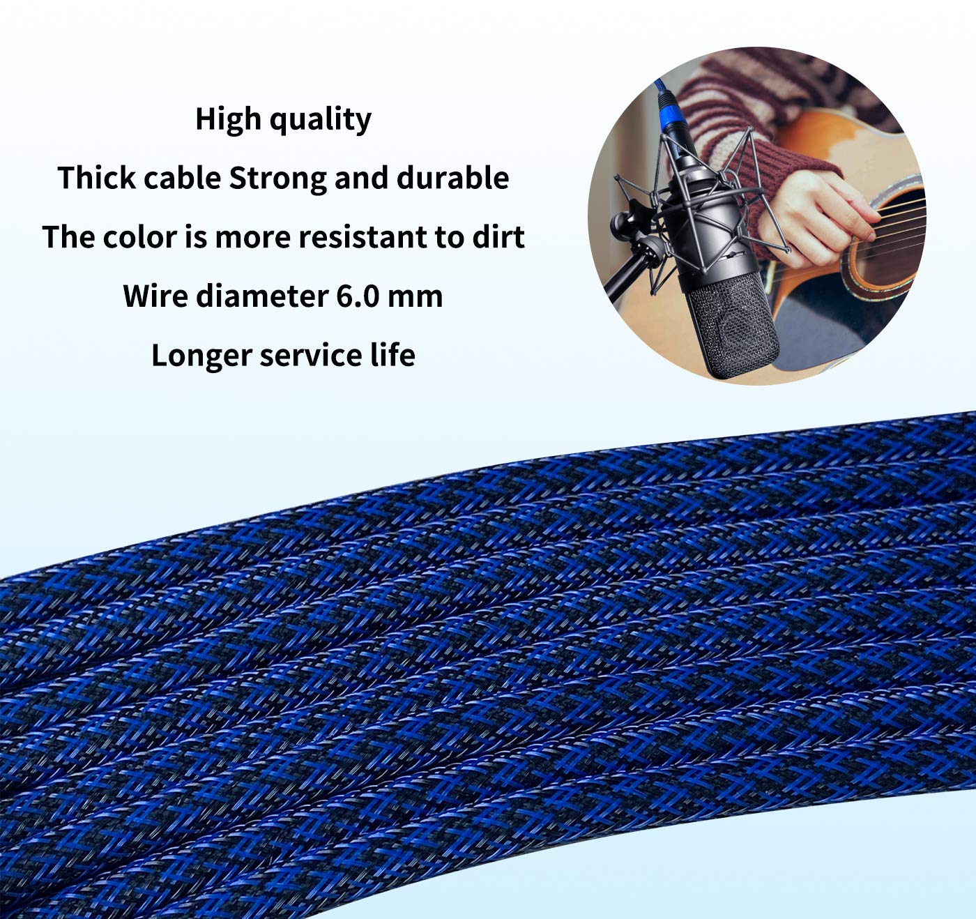 XLR Cable 10ft 2Pack, Balanced 3 Pin Male to Female for Microphones, Lights, Speakers,Mixer,Amplifier and Audio Device(Pure Copper Conductors) (3m(10ft), Blue)