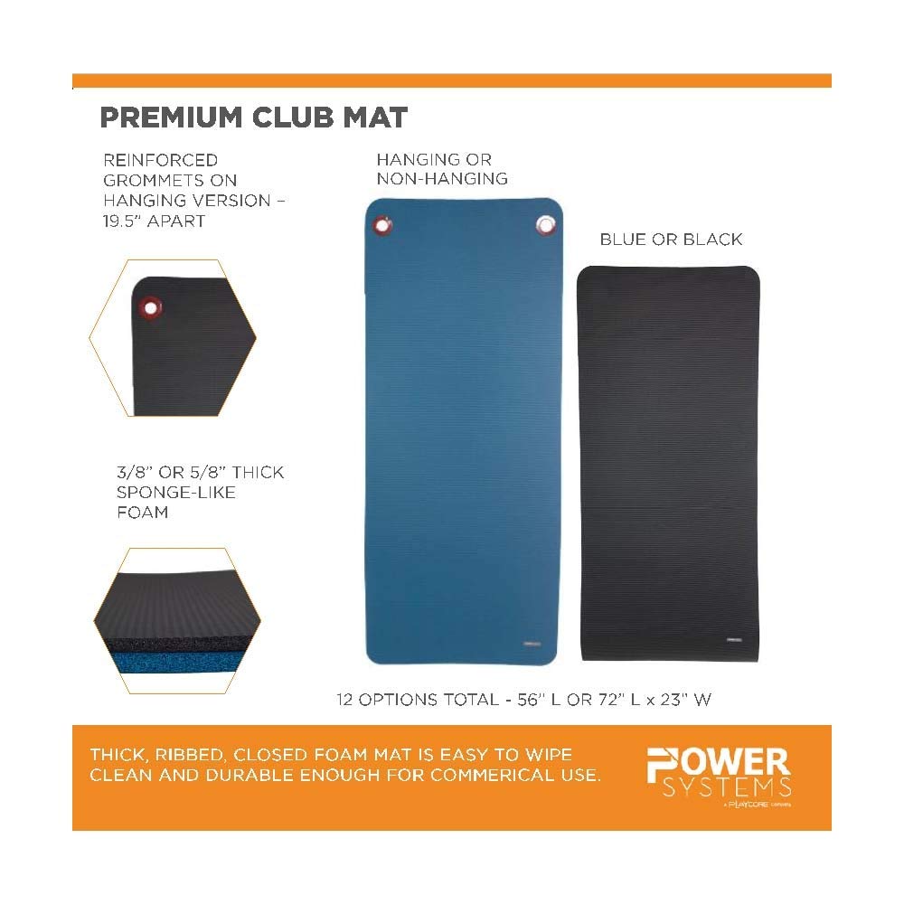 Power Systems Premium Hanging Exercise Mat, 56 x 23 x 5/8 Inches Thick, Ocean Blue (93828)