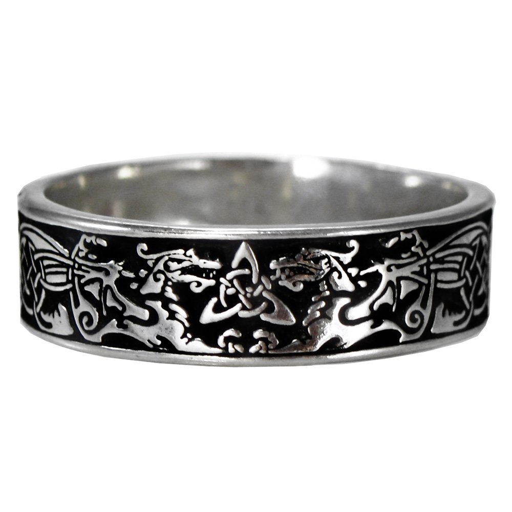 Pepi Narrow Celtic Knot Dragon Ring Triquetra Ring Band for men or women (sz 5-14) sz 13