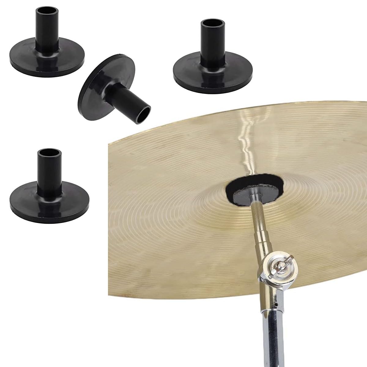 TUOREN Set of 21 Pieces Cymbal Replacement Accessories Cymbal Felts Hi-Hat Clutch Felt Hi Hat Cup Felt Cymbal Sleeves with Wing Nuts, Washer Replacement Black