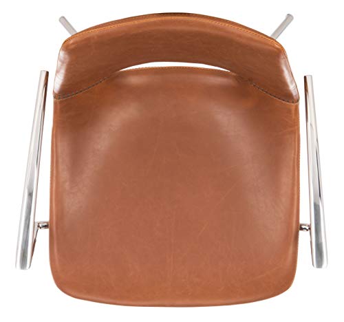Safavieh Home Dawn Mid-Century Modern Light Brown Faux Leather and Stainless Steel Swivel Office Arm Chair