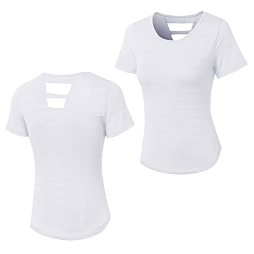 Women's Fitness Tee for Running Casual 3 Pack,White,Green,Thistle,Small