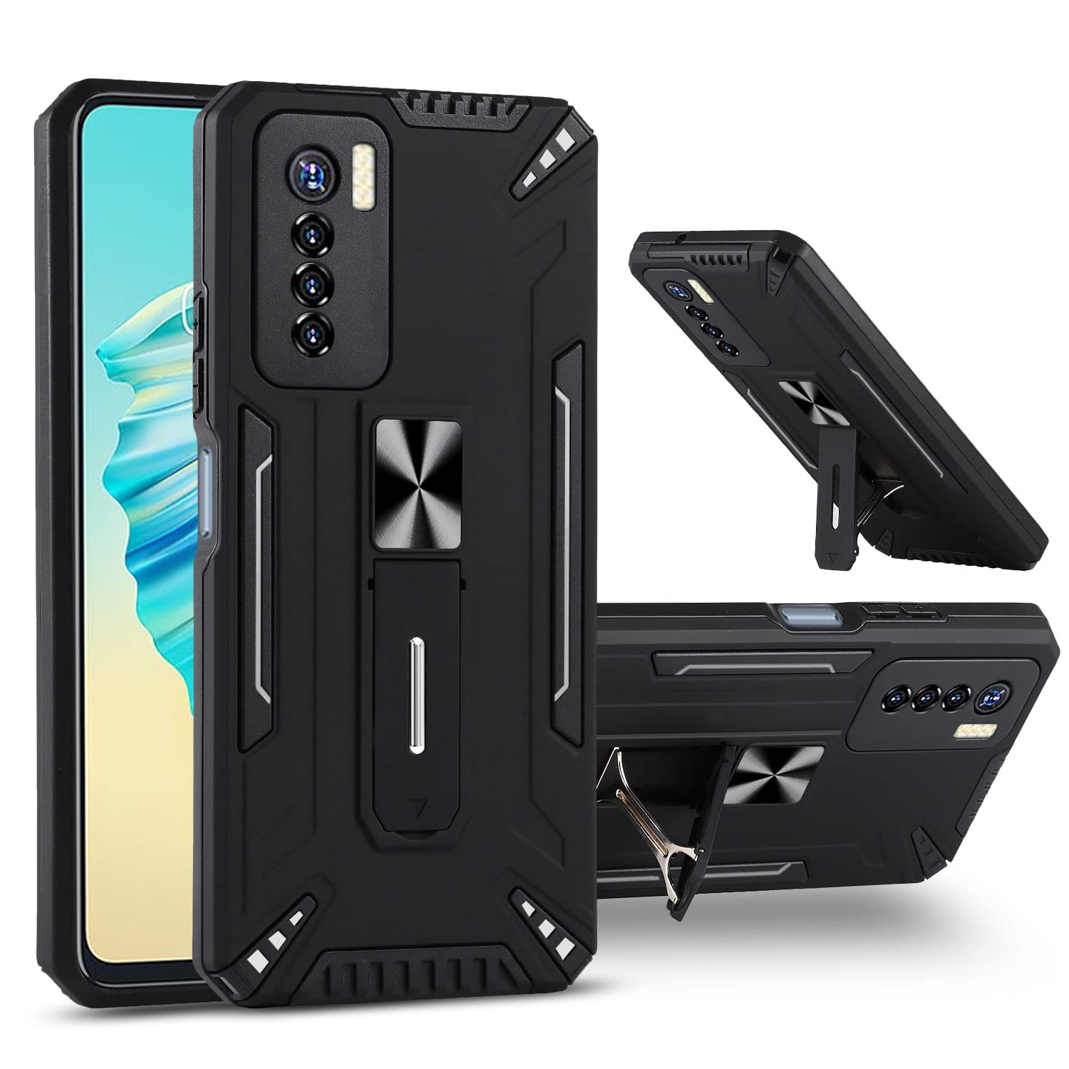 ZHANGUO Mobile Phone Case Bag Case for Tecno Camon 17 Pro, for Tecno Camon 17 Pro Case Heavy Duty Full Shock Absorption Body Protector Tpu Rubber with PC Disk Phone Case Cover