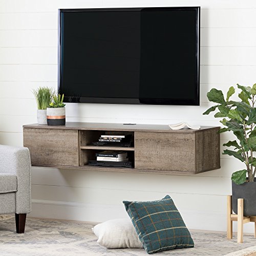 South Shore Agora Wall Mounted Media Console, Weathered Oak