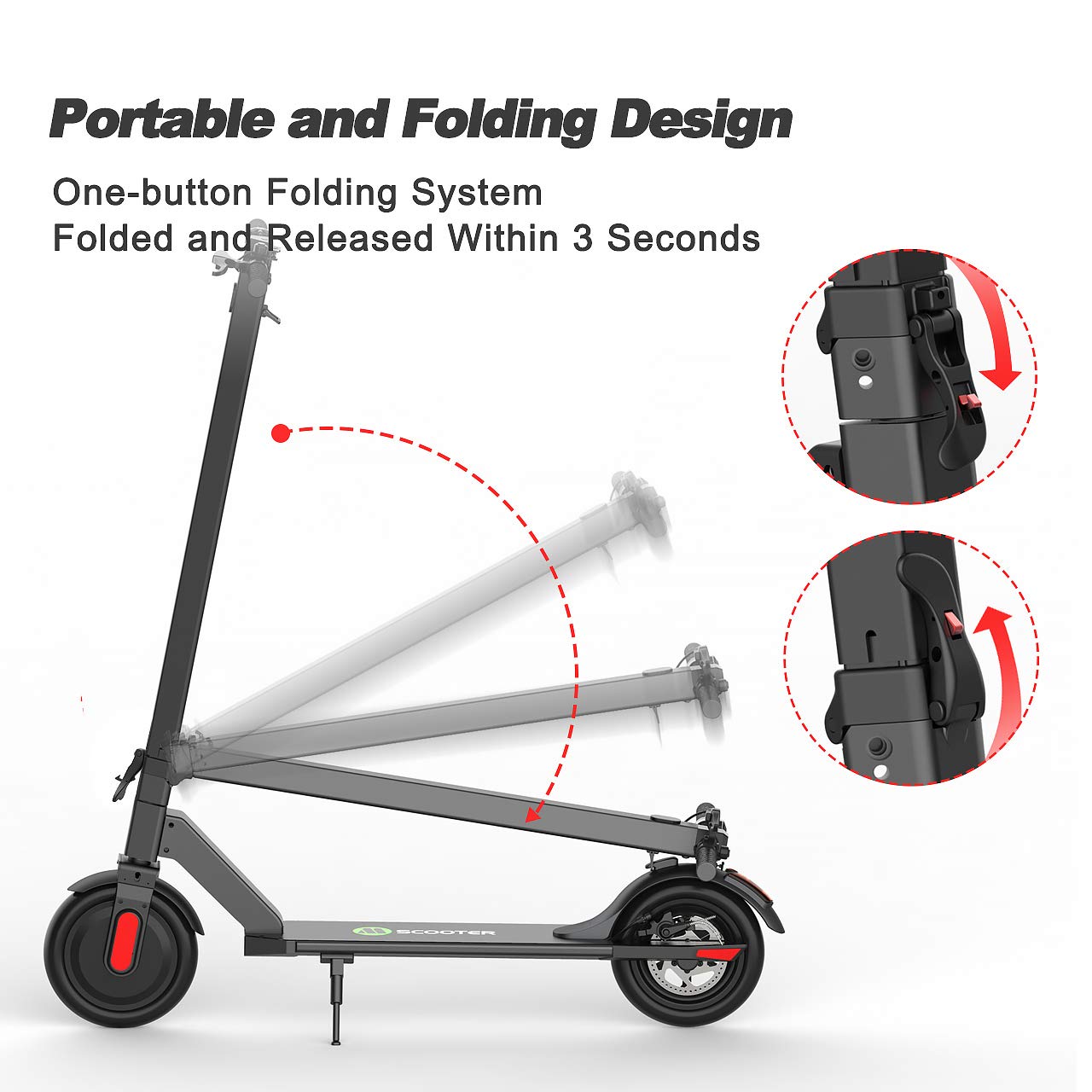 S5-II Electric Scooter, Portable and Folding E-Scooter, with 8.5" Pneumatic Tires, up to 10 Miles Long-Range Battery Electric Scooter for Adults, Upgraded Version