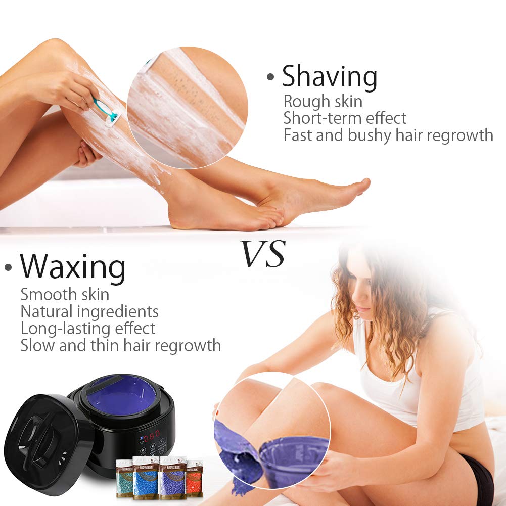 RioRand Wax Warmer Hair Removal Kit Electric Wax Heater Home Waxing Machine with Hard Wax Beans and Wax Applicator Sticks (Black)