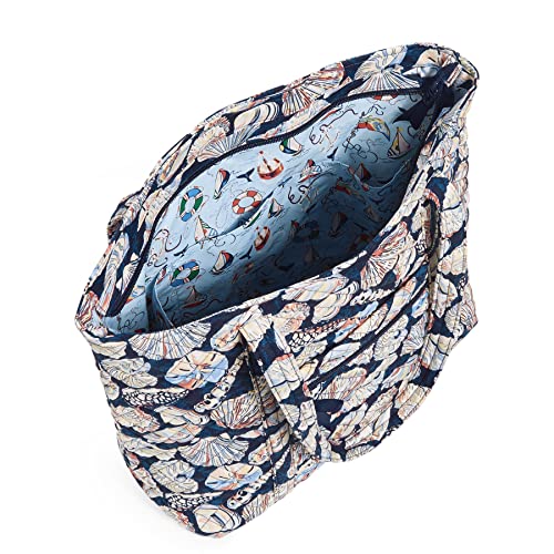 Vera Bradley Women's Cotton Vera Tote Bag, Morning Shells - Recycled Cotton, One Size