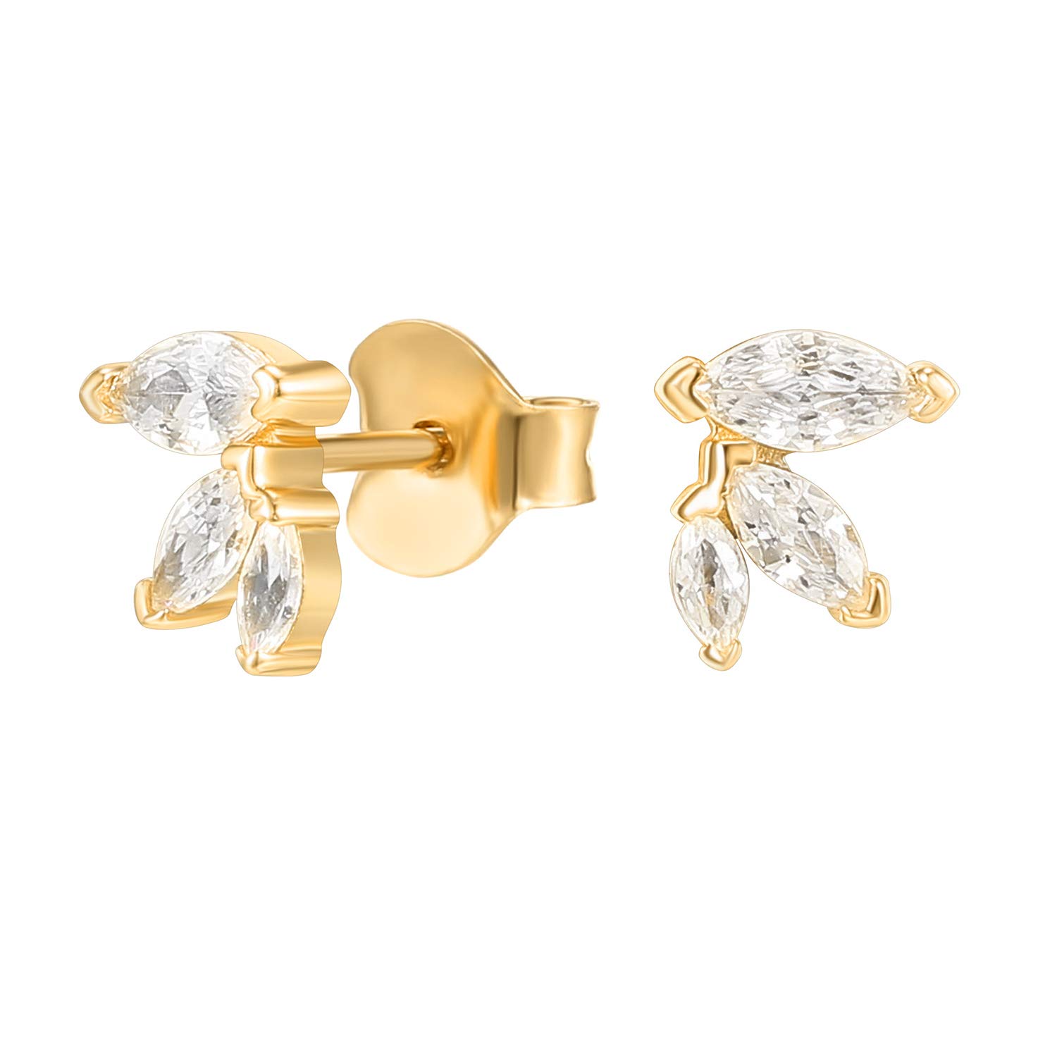 PAVOI 14K Yellow Gold Plated Constellation Ear Climbers | 3 Stone Ear Crawler Earrings for Women